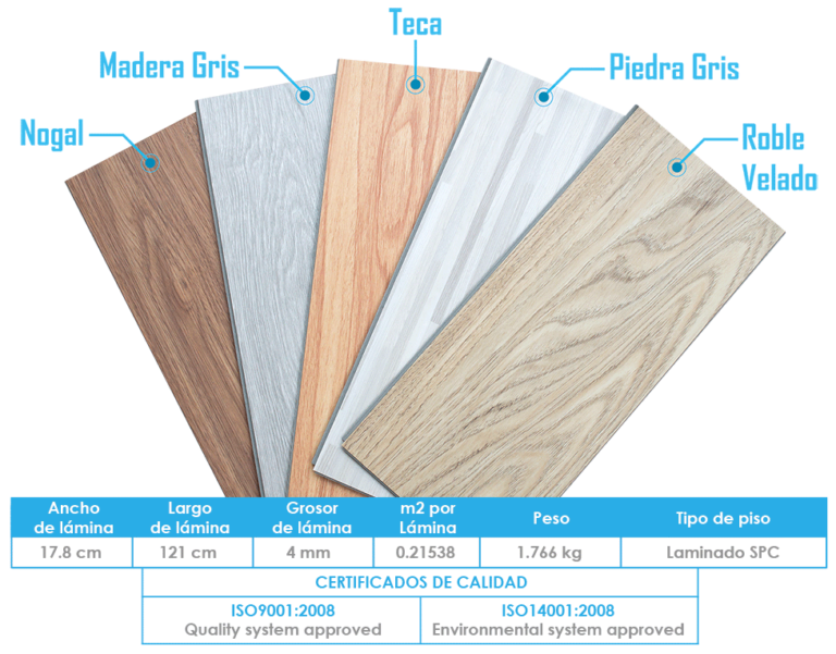 Características medidas y colores del piso en pvc spc png | PVC GLOBAL ...